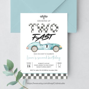 EDITABLE TWO Fast Birthday Party Signs Racecar Welcome Sign Decorations ...