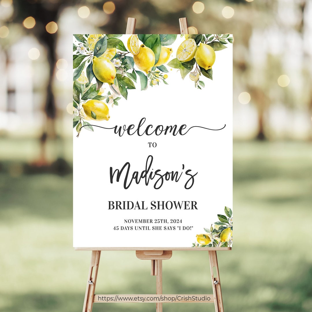 Editable She Found Her Main Squeeze Welcome Sign Rustic Lemon Bridal ...