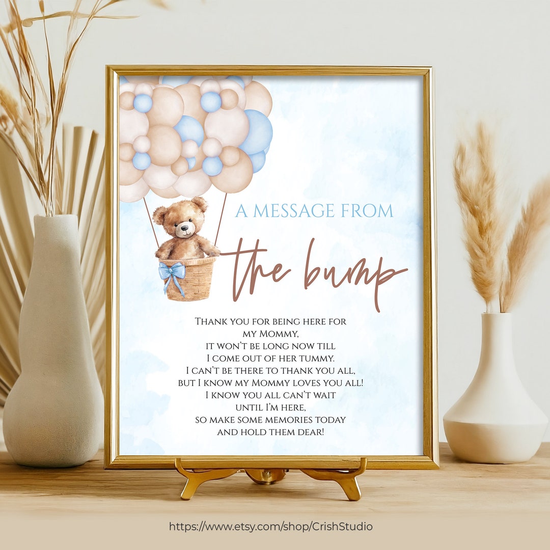 Instant Download Teddy Bear A Message From the Bump Baby Shower Sign ...