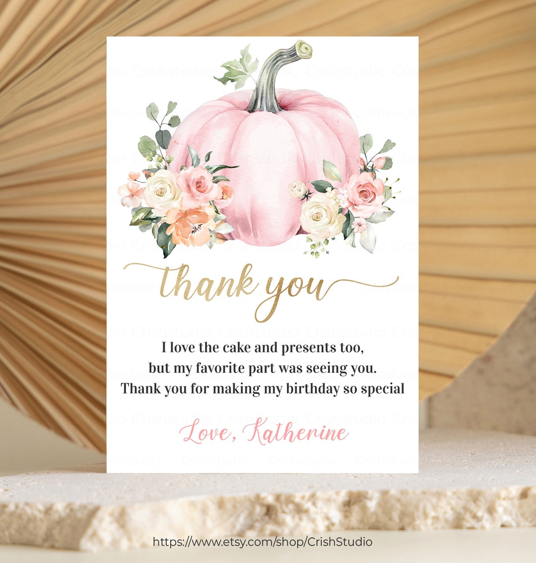 EDITABLE Our Little Pumpkin Thank You Card Pumpkin 1st Birthday Fall ...
