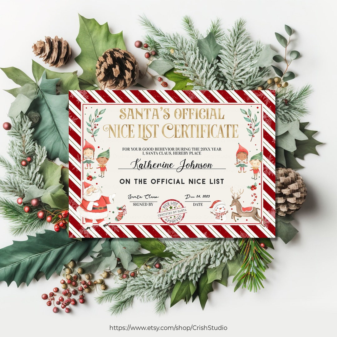 Santa Certificate Certificates Certificate Template Certificate ...