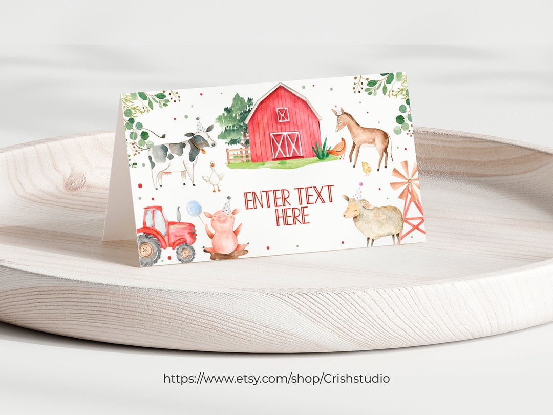 EDITABLE Farm Birthday Food Tags Food Labels Food Tents Dessert Labels ...