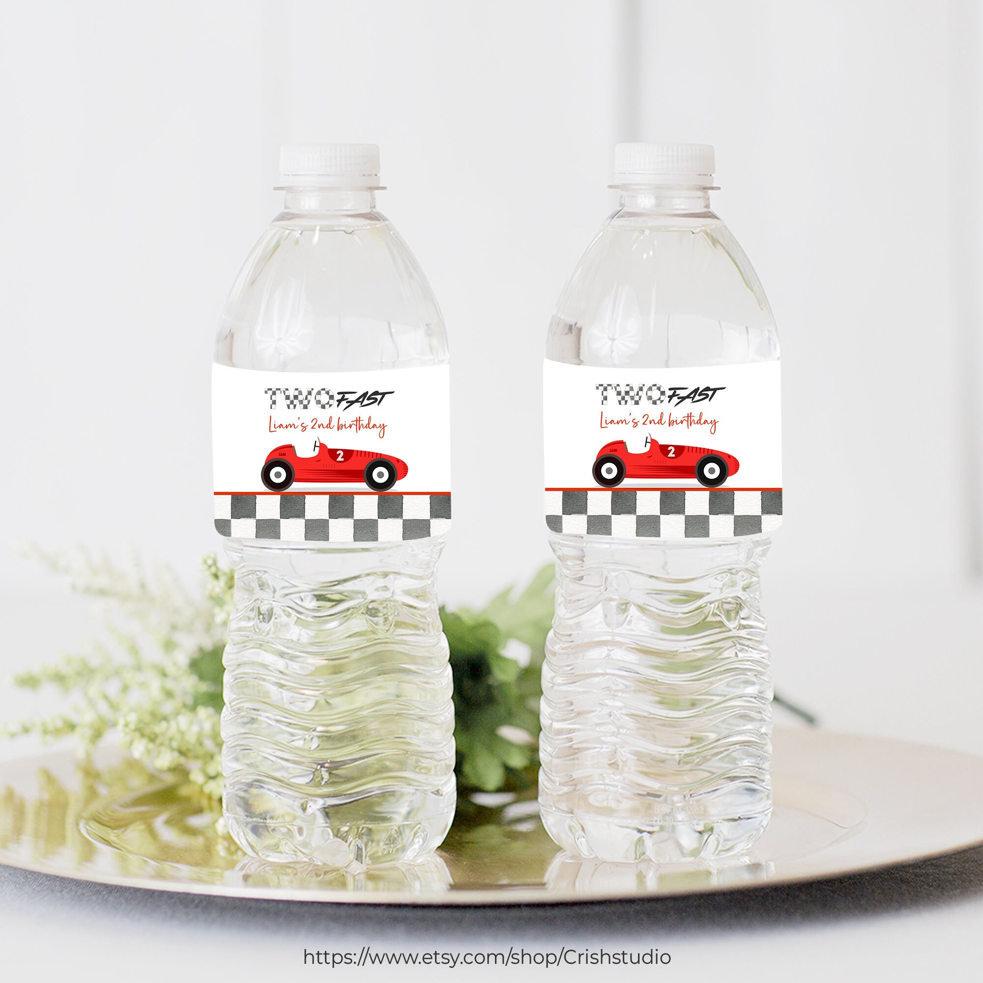 EDITABLE Two Fast Water Bottle Labels Custom Water Bottle - Etsy