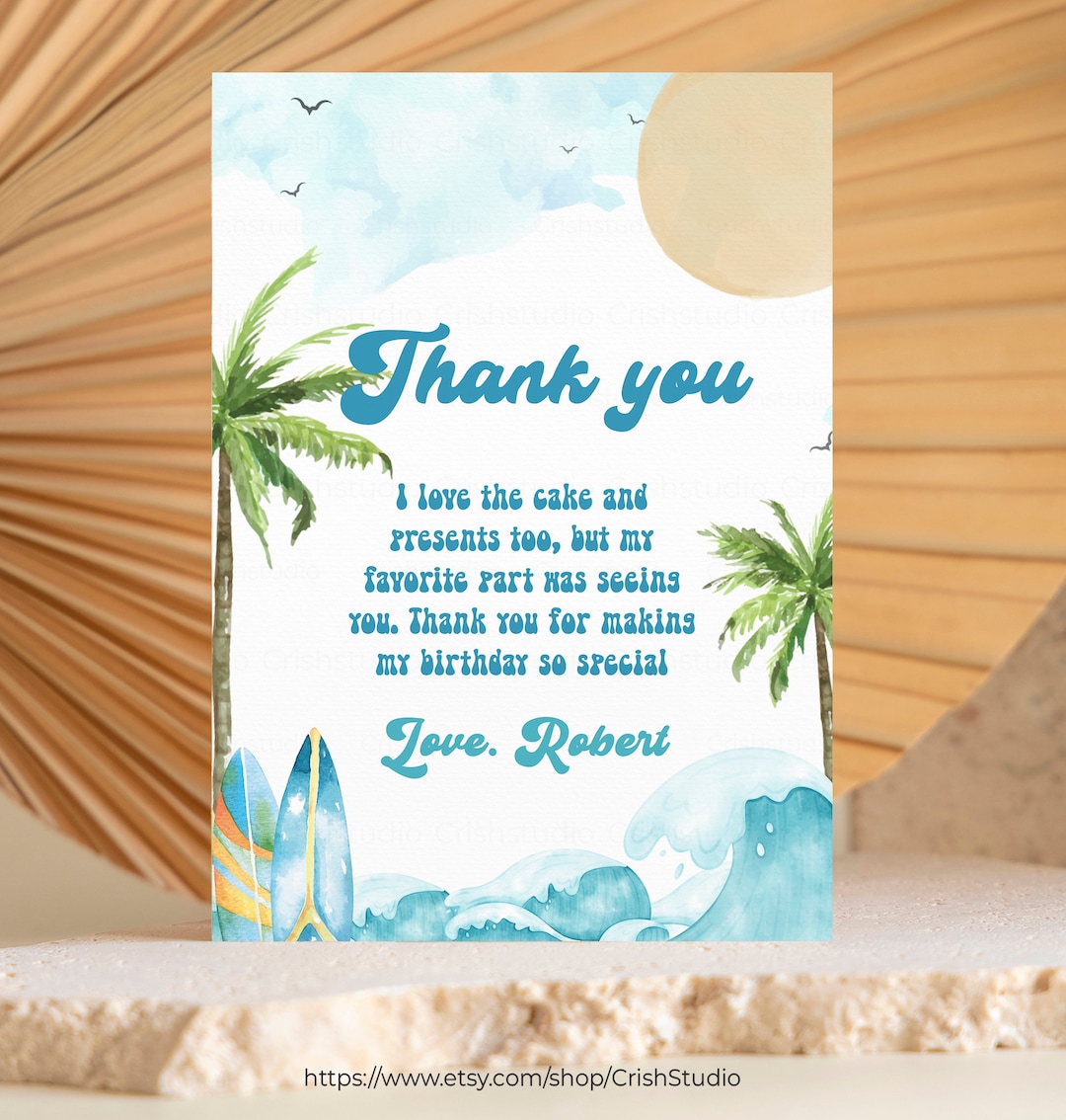 The Big One Birthday Thank You Card Editable Greeting Card the Big One ...