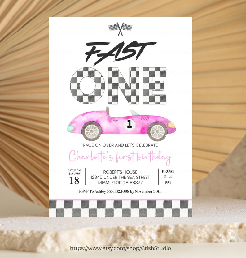 EDITABLE Fast One Birthday Invitation Girl Birthday Invitation - Etsy ...