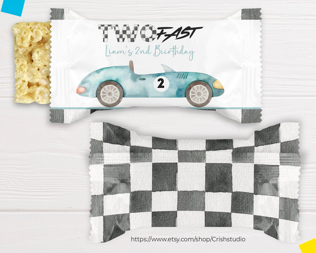 EDITABLE Two Fast Rice Treat Wrappers Racecar Party Favors Birthday ...
