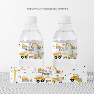 Editable Construction Favor Tags Dump Truck Digger Excavator ...