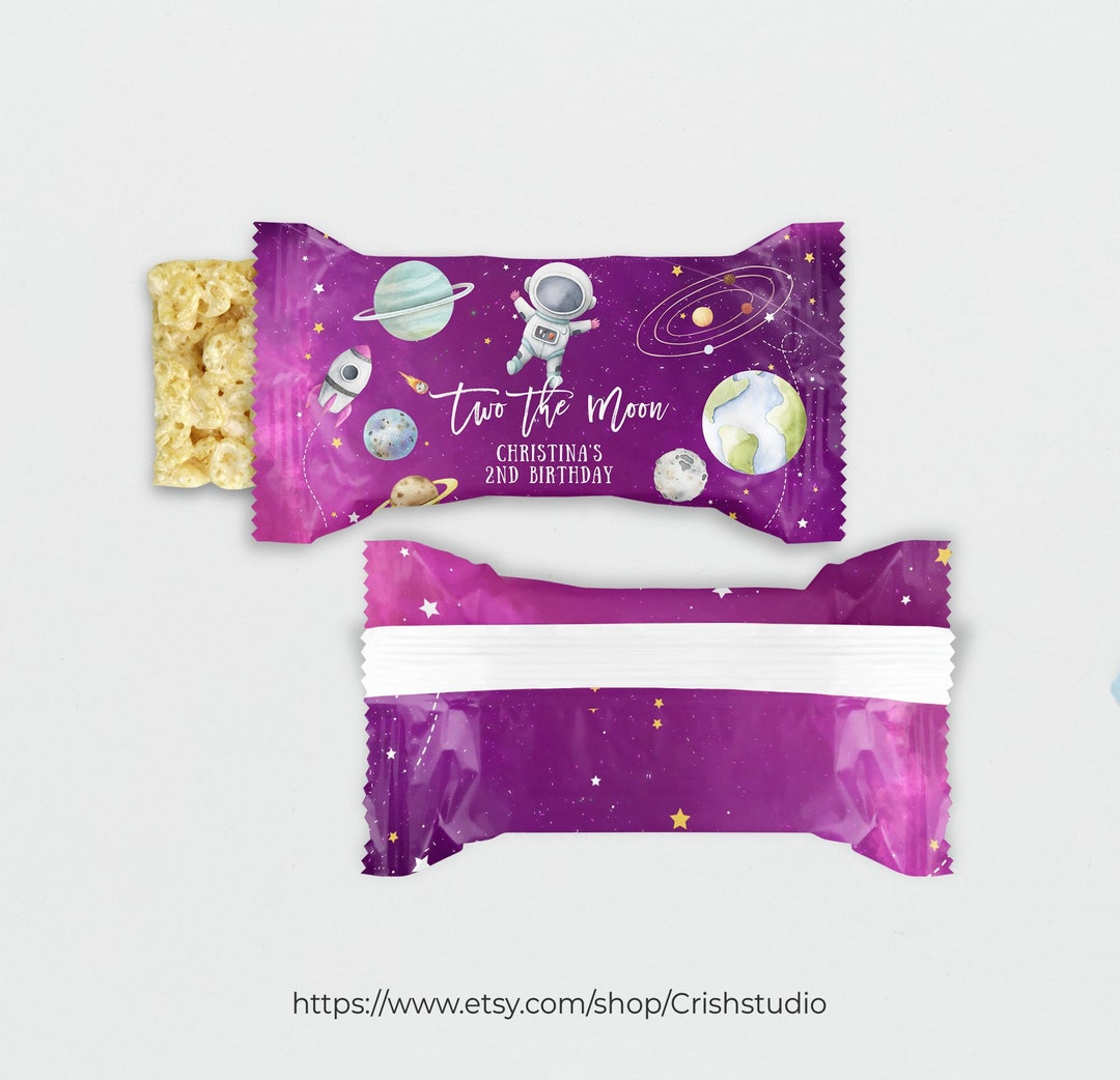 Two the Moon Rice Treat Wrappers Birthday Girl Editable Two the Moon ...