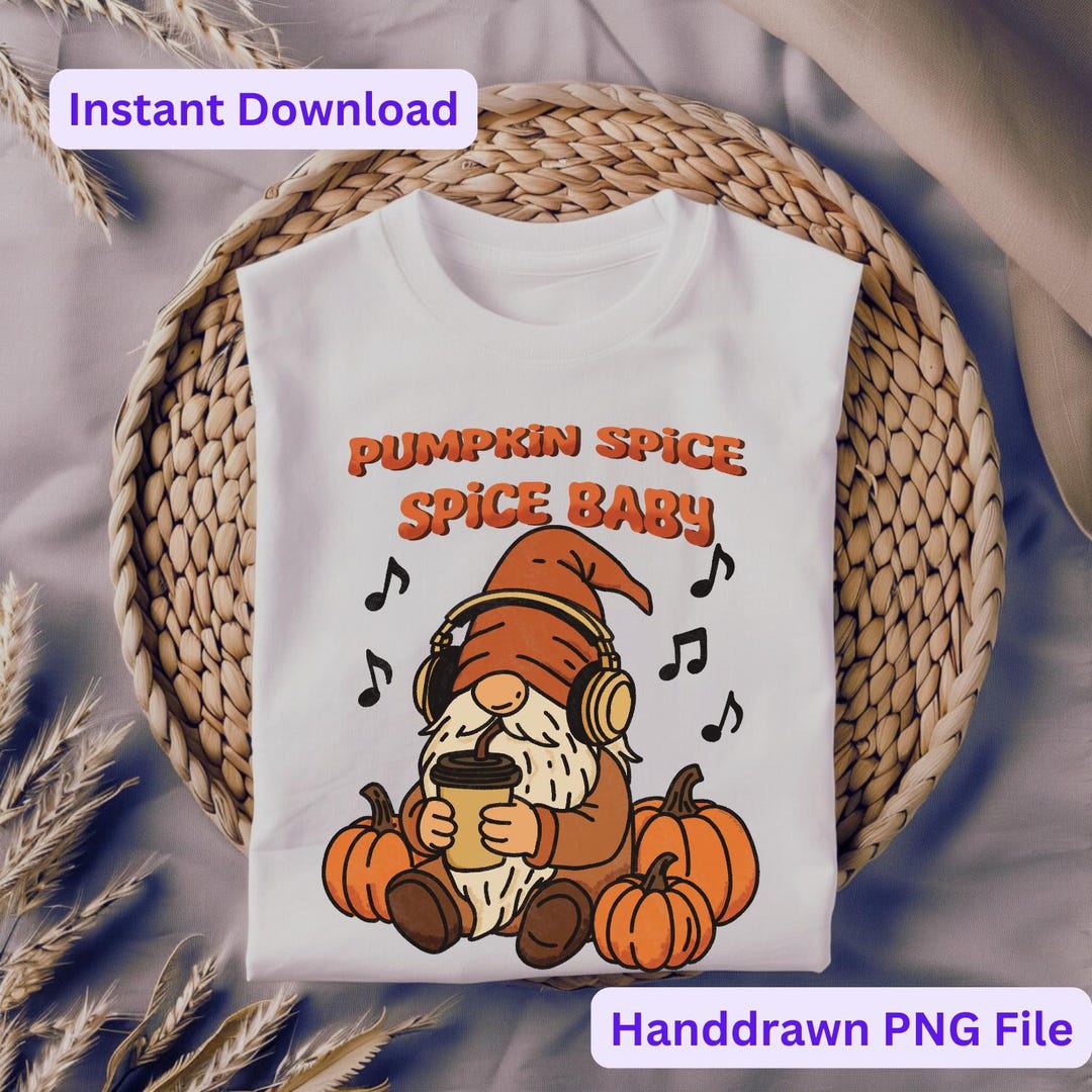 90s Nostalgic Gnome Drinking Pumpkins Spiced Latte PNG Digital File ...