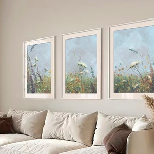 Wildflowers Set of 3 Prints Meadow Flowers Oil Painting Botanical ...
