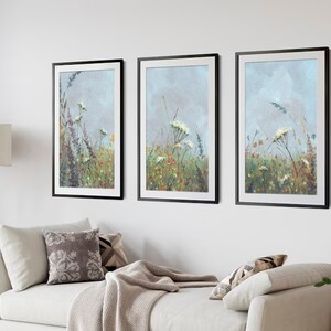 Wildflowers Set of 3 Prints Meadow Flowers Oil Painting Botanical ...