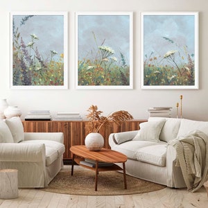 Wildflowers Set of 3 Prints Meadow Flowers Oil Painting Botanical ...