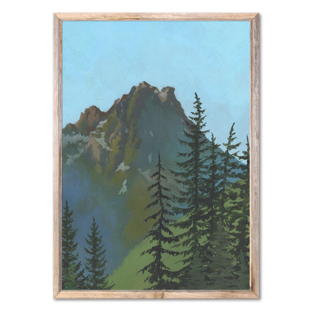 Mountain Forest Art Print Mount Pershing Oil Painting Olympic Mountain ...