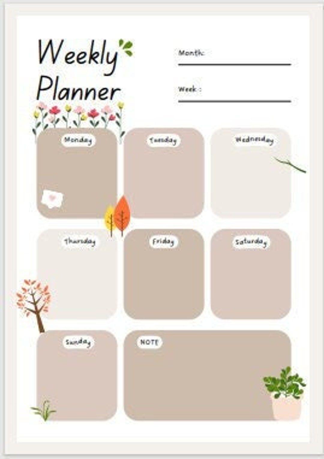 Weekly Planner Sheet - Etsy
