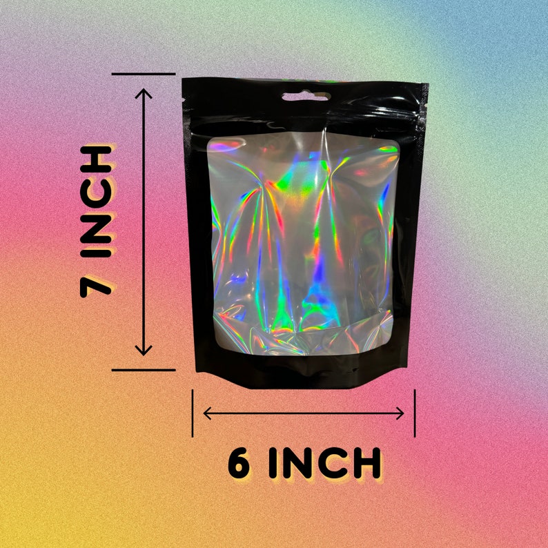 100 PCS 6x7 Inch THICK Resealable Mylar Bags With Clear Holographic ...