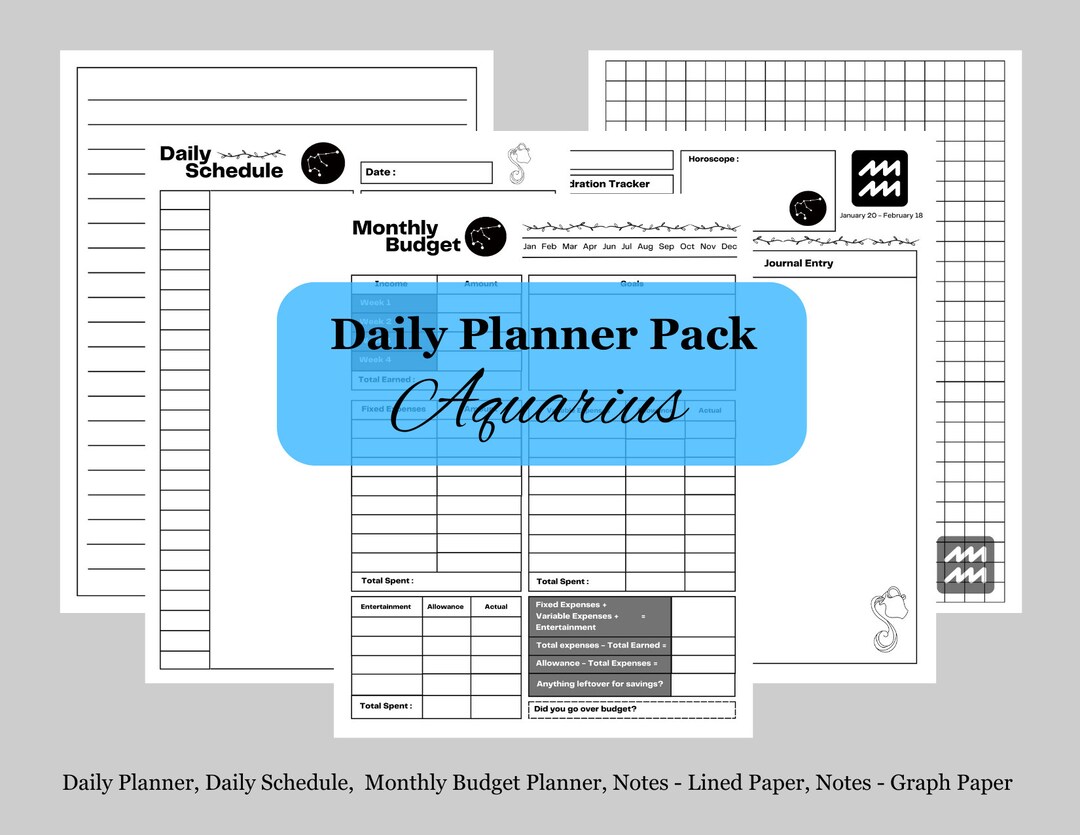 Digital Daily Planner / Daily Schedule / Monthly Budget Tracker / Notes ...