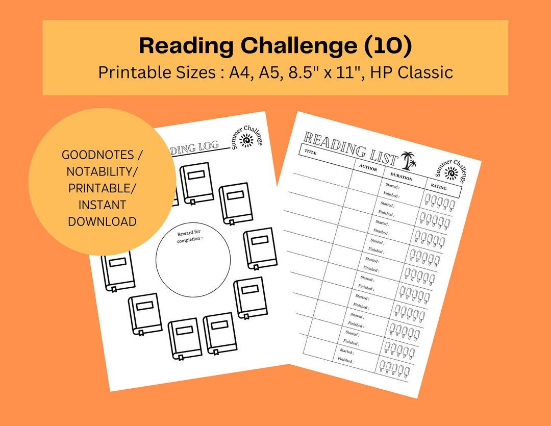 Reading Challenge / Coloring Reading List / Reading Log / 10 Books ...
