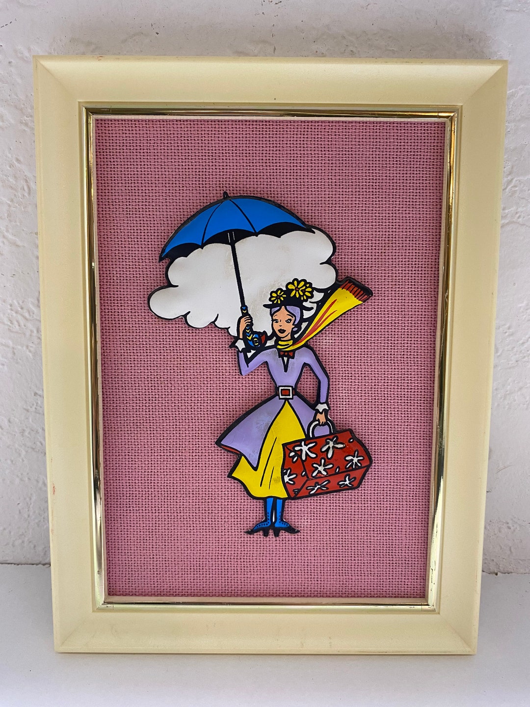 Vintage 1960s Mary Poppins Puff Art Burlap Mat - Etsy