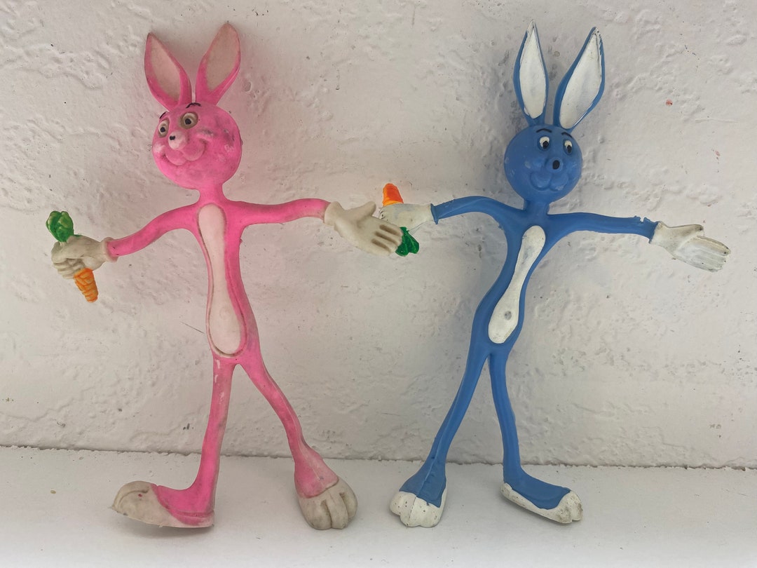 Vintage Set of Two Bendable Easter Bunny Rabbit Toys - Etsy