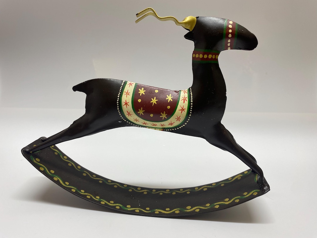 Vintage Metal Reindeer Rocking Horse - Folk Art - Christmas - Etsy