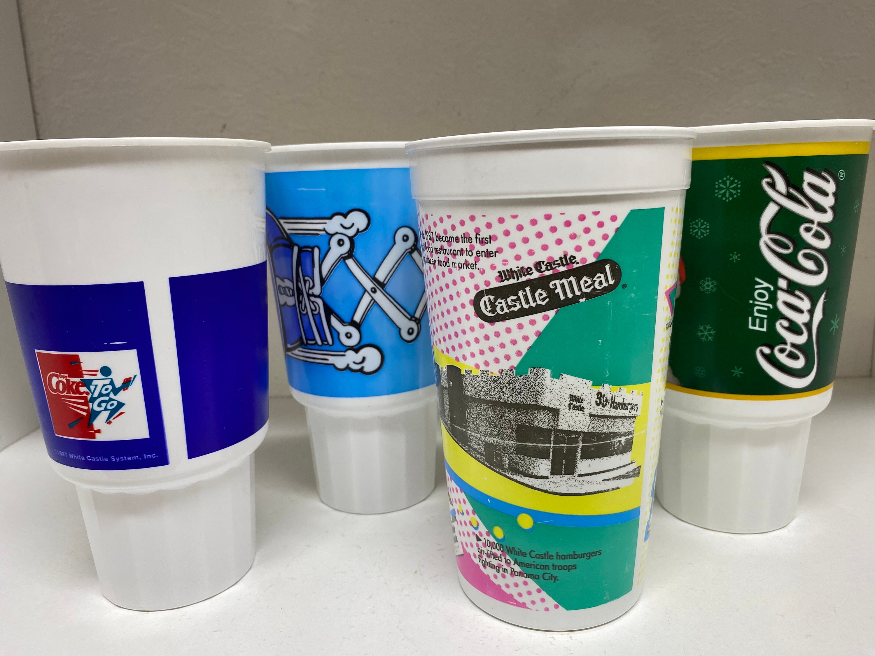 Vintage Lot of Four White Castle Plastic Crave Fountain Pop/soda Cups ...