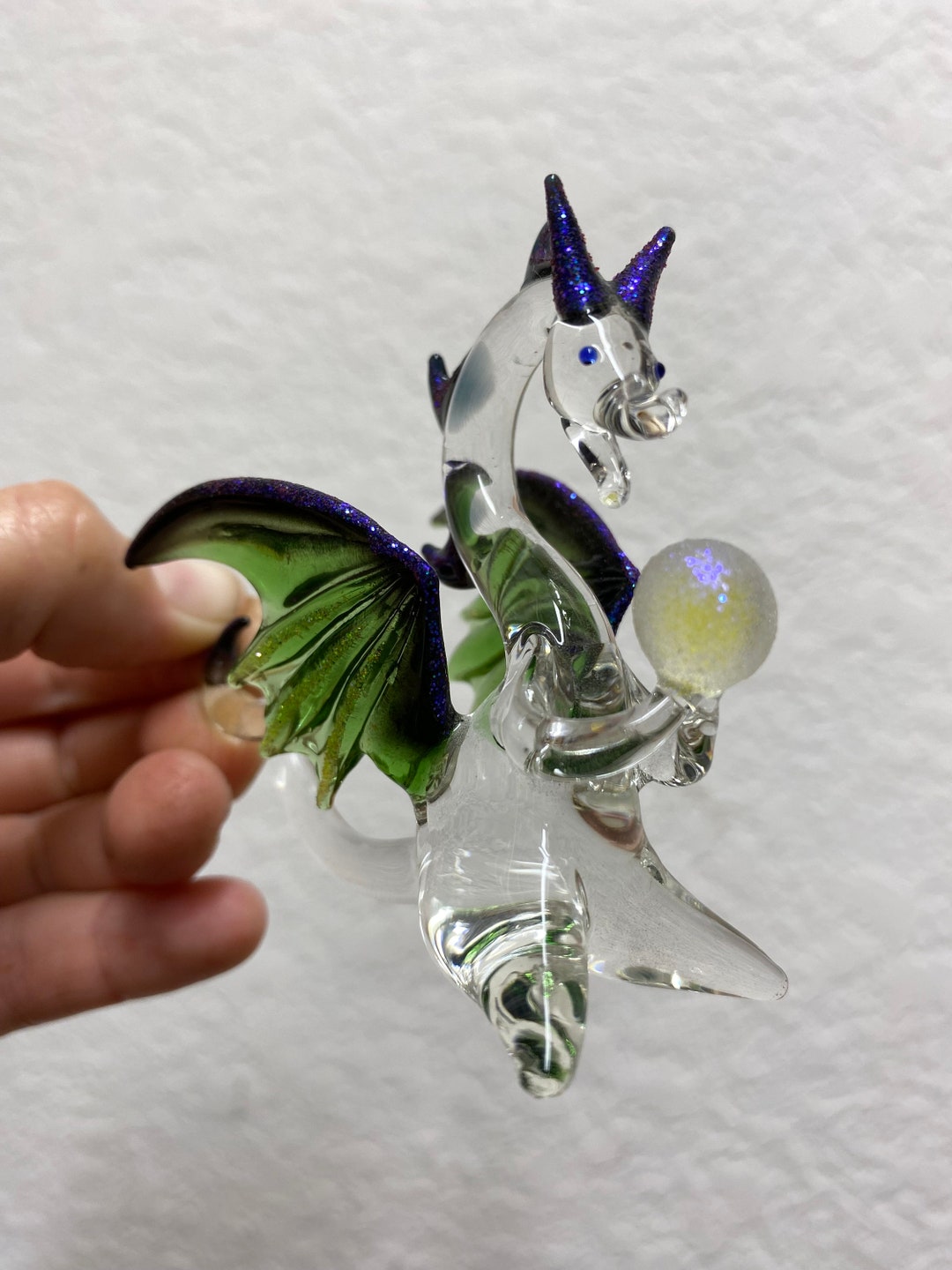 Miniature Glass Dragon Figurine - With Orb - Etsy