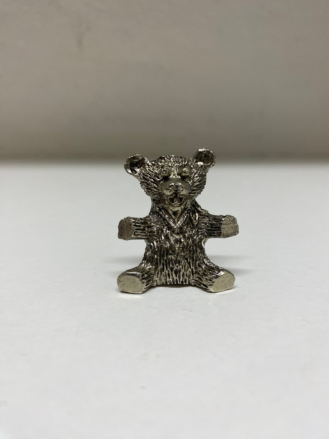 Vintage Pewter Teddy Bear Figurine - Etsy