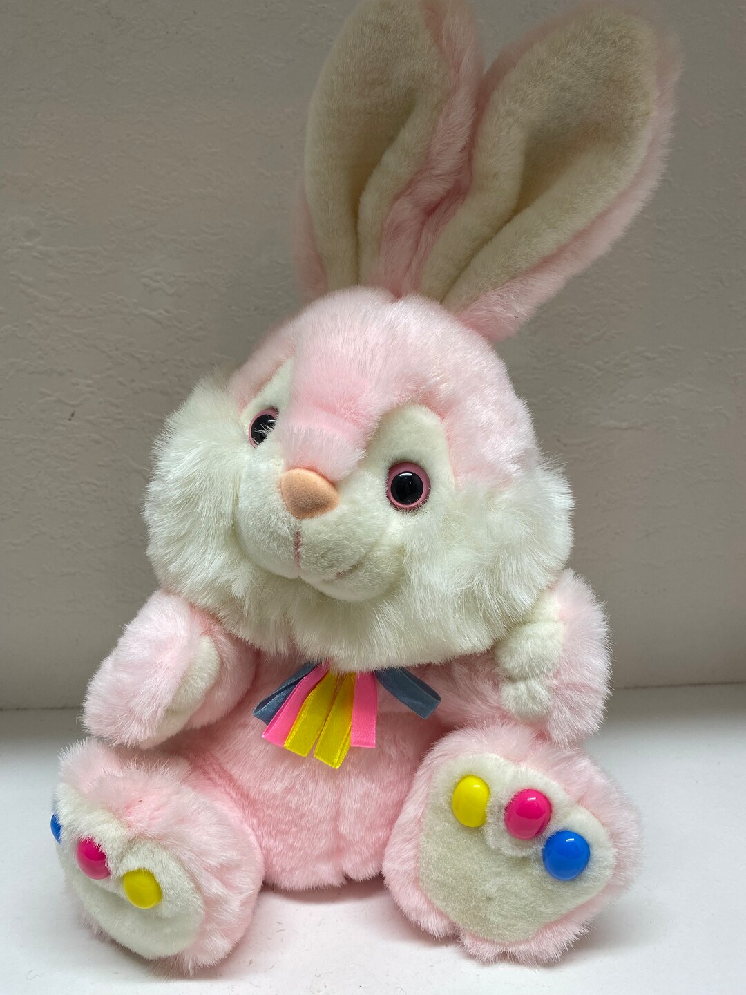 Vintage Pink Easter Bunny Plush With Jelly Bean Toes - Etsy