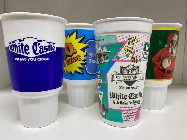 Vintage Lot of Four White Castle Plastic Crave Fountain Pop/soda Cups ...