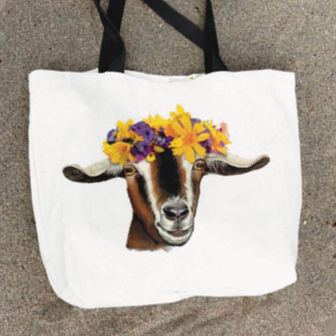 Small Canvas Tote Bag Animal Tote Bag Cute Goat Goat Tote - Etsy