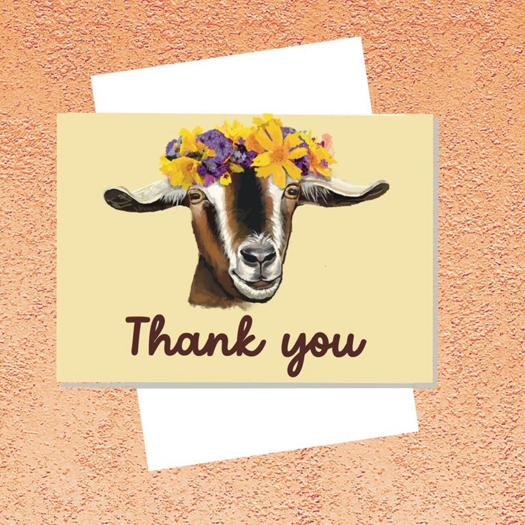 Cute Goat Thank You Card 5x7 White Envelope Included - Etsy