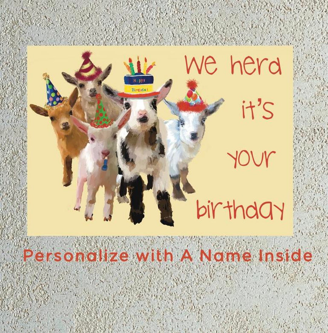 Goat Birthday Card Cute Goat Card Happy Farm Animals Happy - Etsy