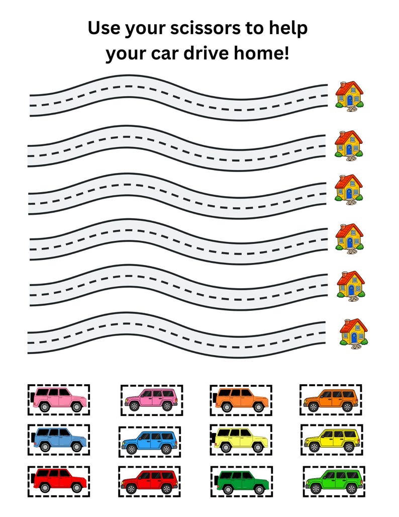 Follow the Road Cutting Pack | Preschool Scissor Skills Worksheets ...