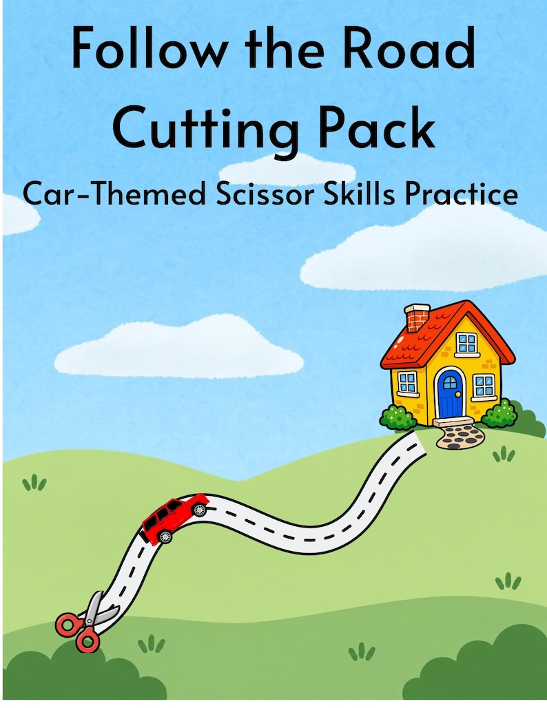 Follow the Road Cutting Pack | Preschool Scissor Skills Worksheets ...