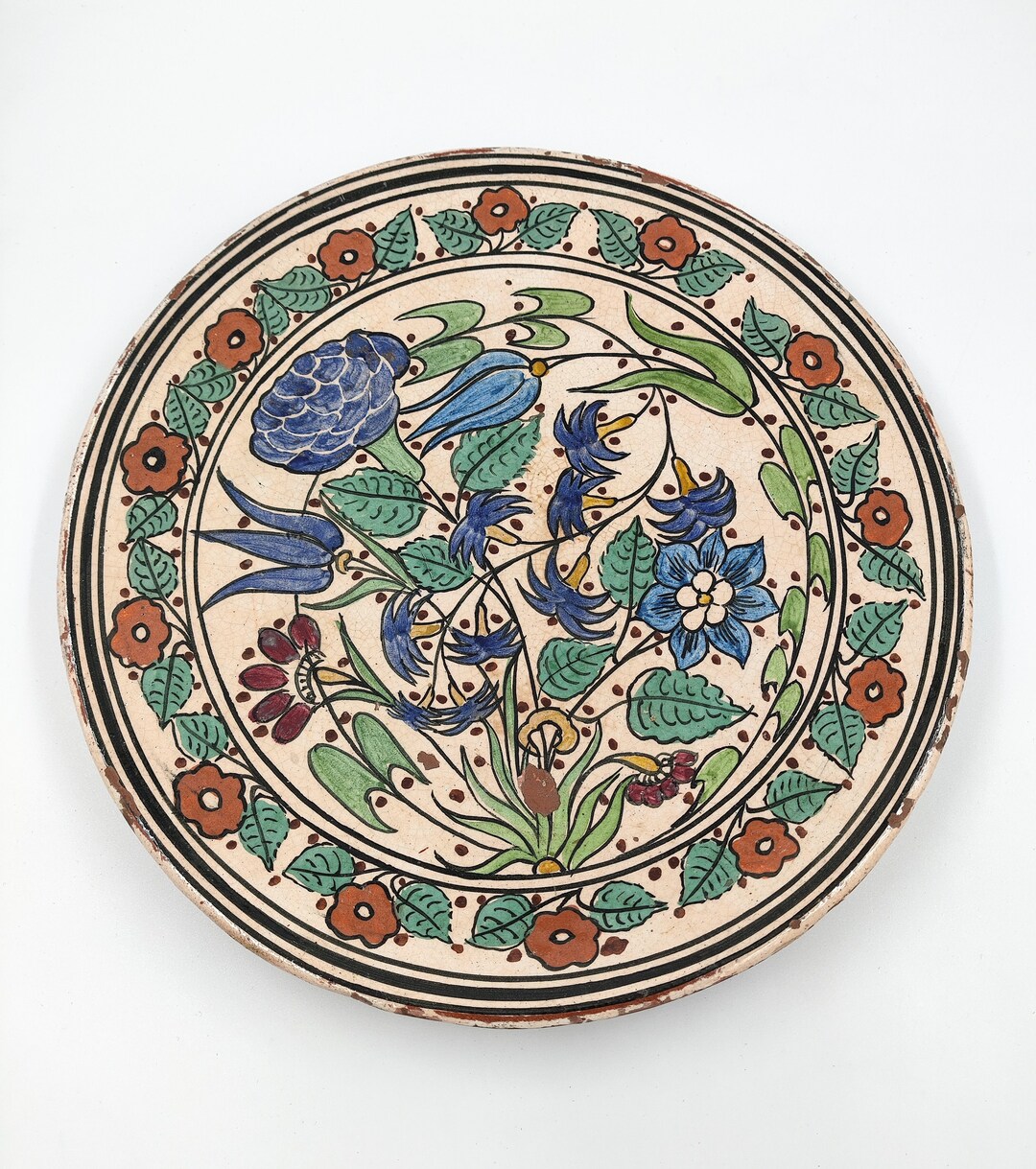 Antique Iznik Style Ceramic Plate Plate, Decorative Pottery Art ...