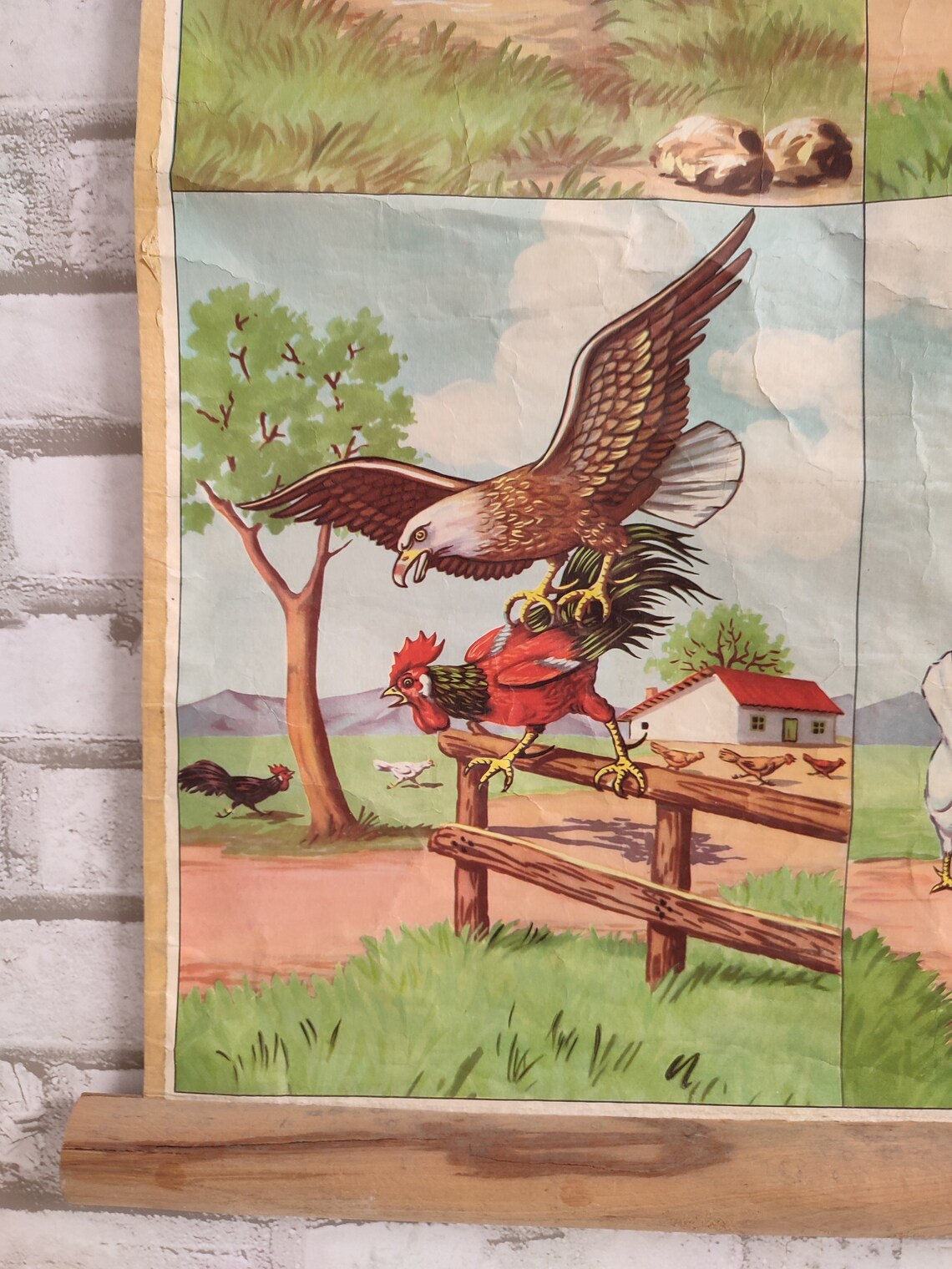 Τwo Roosters and the Eagle Aesop's Fables School - Etsy
