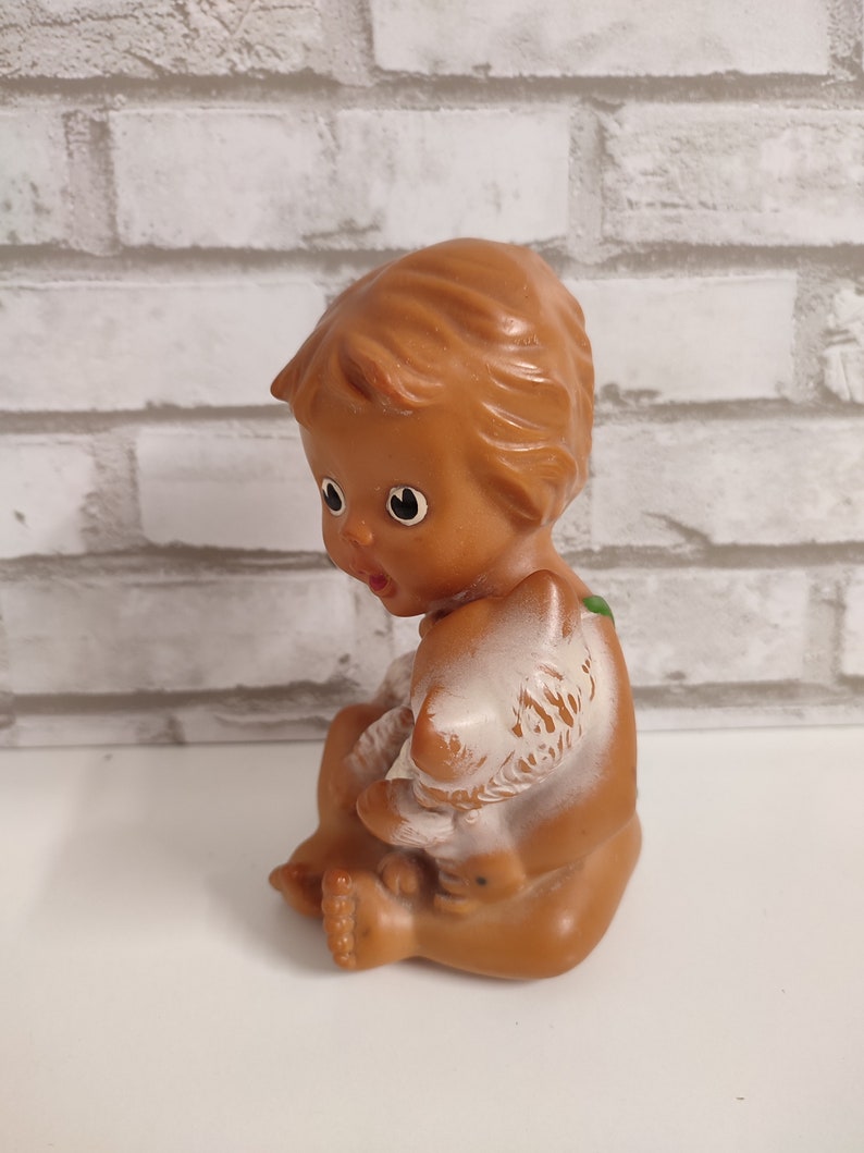 Rubber Toys Rubbertoys Vintage Toy Girl With Cat - Etsy