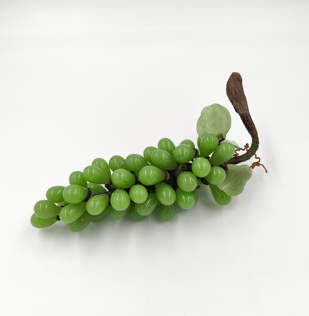 Vintage Jade Grapes Green, Thin Shape Jade Stone Grapes, Stone Grapes ...