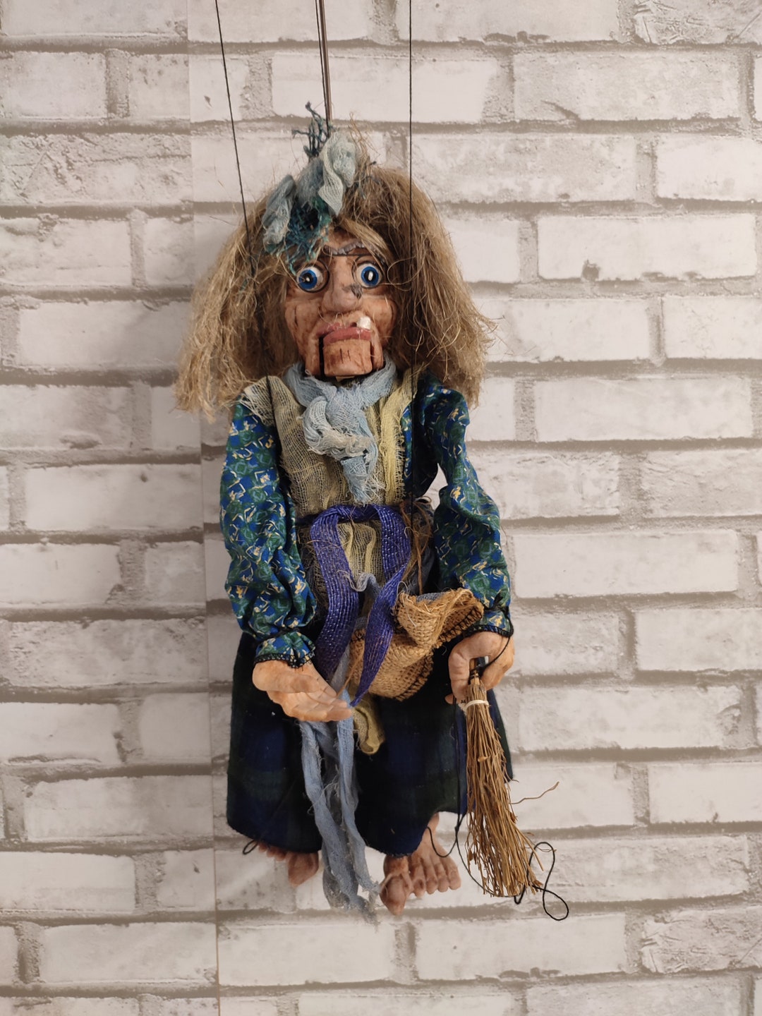 Vintage Witch Marionette Hand Doll Toy Hand Puppet Czech Republic ...