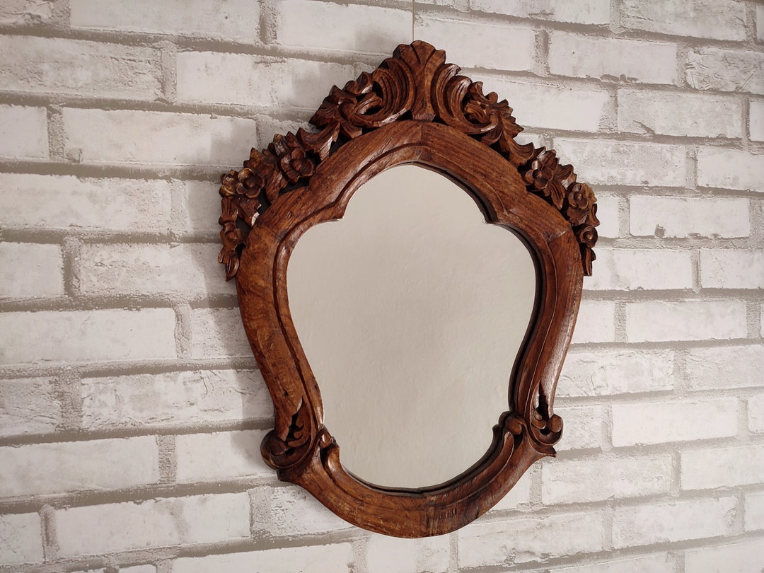 Vintage Carved Wood Framed Mirror, Vintage Framed Mirror, Wall Hanging ...