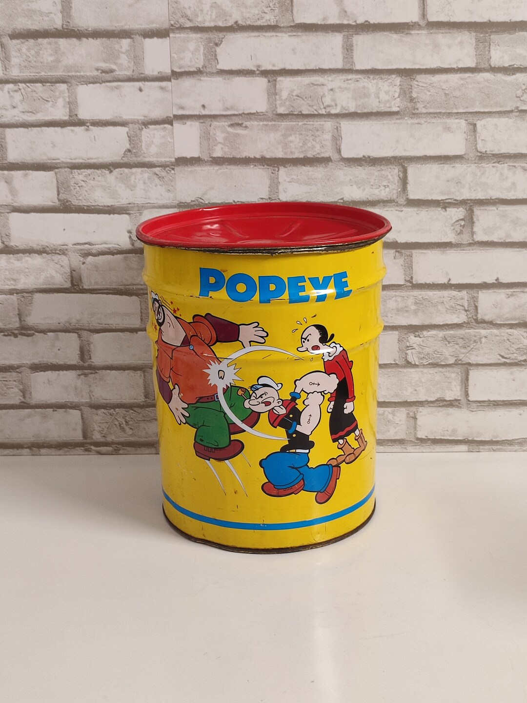 Vintage Popeye Trash Can Storage /table / Stool / Container - Etsy