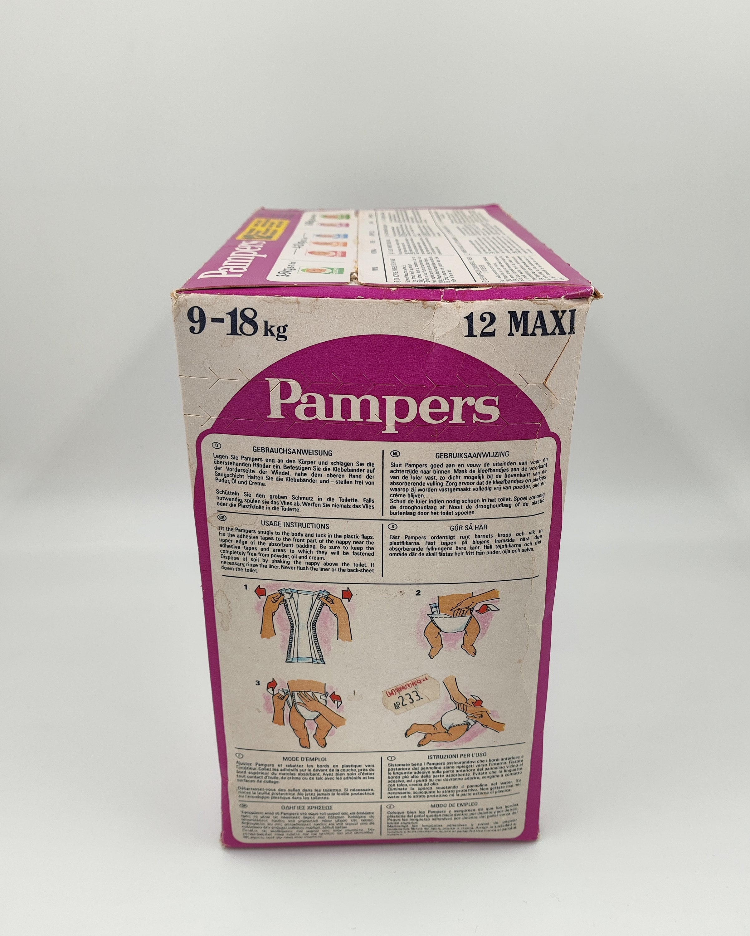 Vintage Pampers 12 MAXI Box 9-18 Kg, 20-40 Lbs, Collectible Memorabilia ...