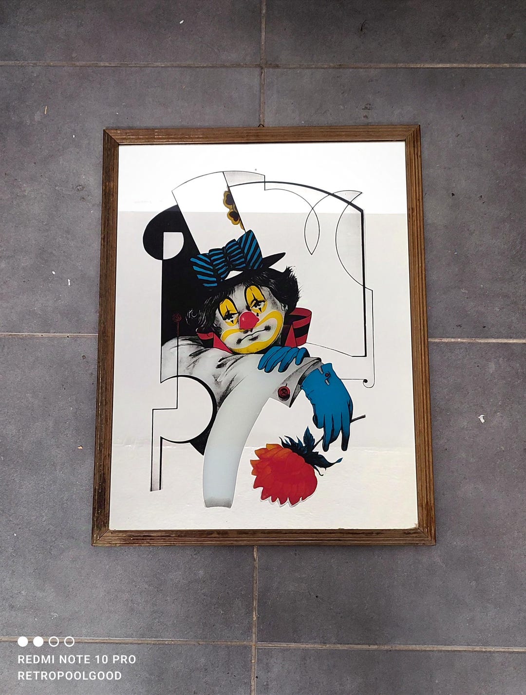 Vintage Harlequin Pierrot the Clown Mirror, Art Deco Large Mirror, Wall ...