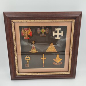Masonic Emblems in Frame, Wall Decor, Freemasonry Collectibles ...