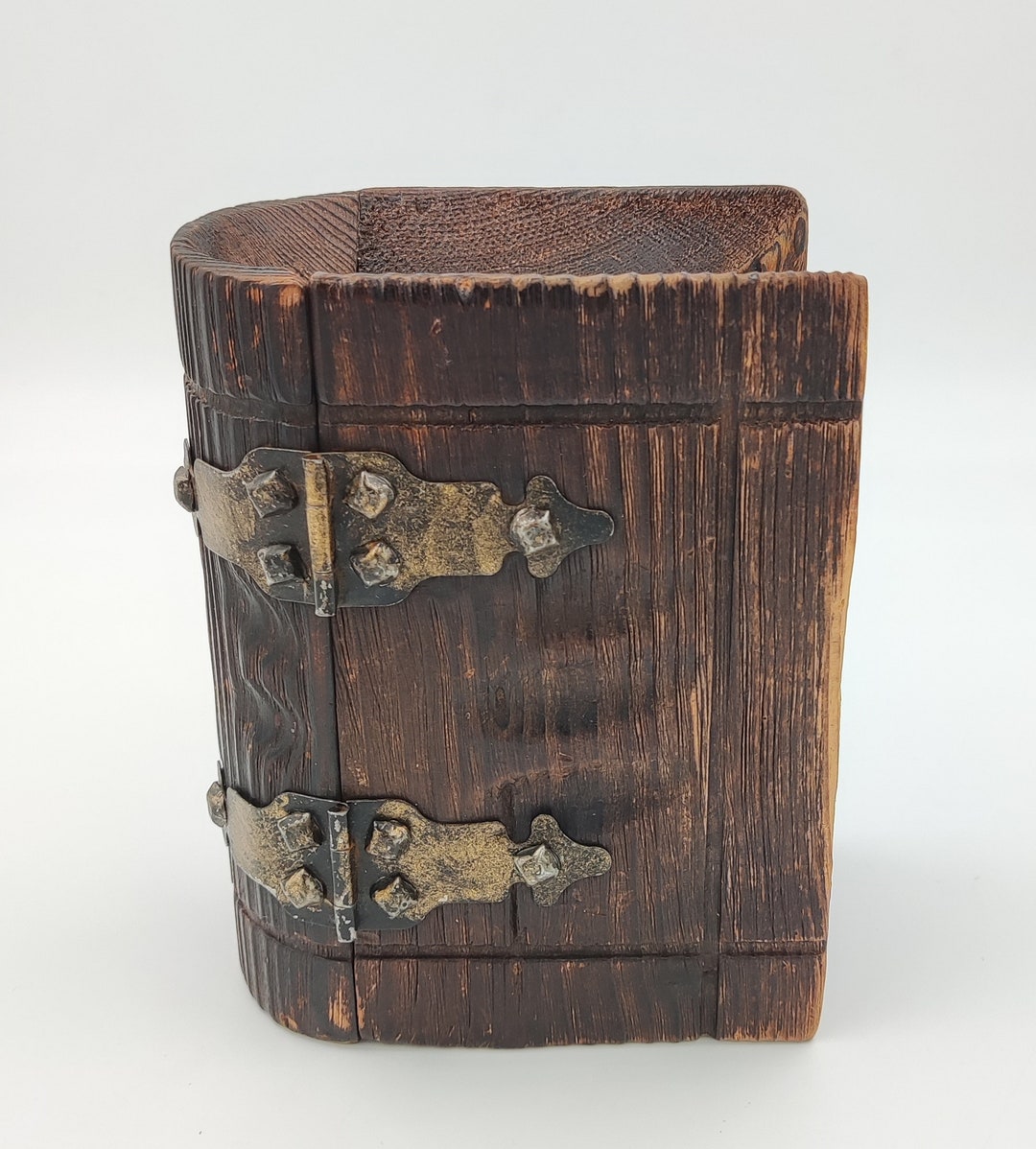 Vintage Wooden Box, Book Shape Hand Carved Box, Hand Made Wooden Box ...
