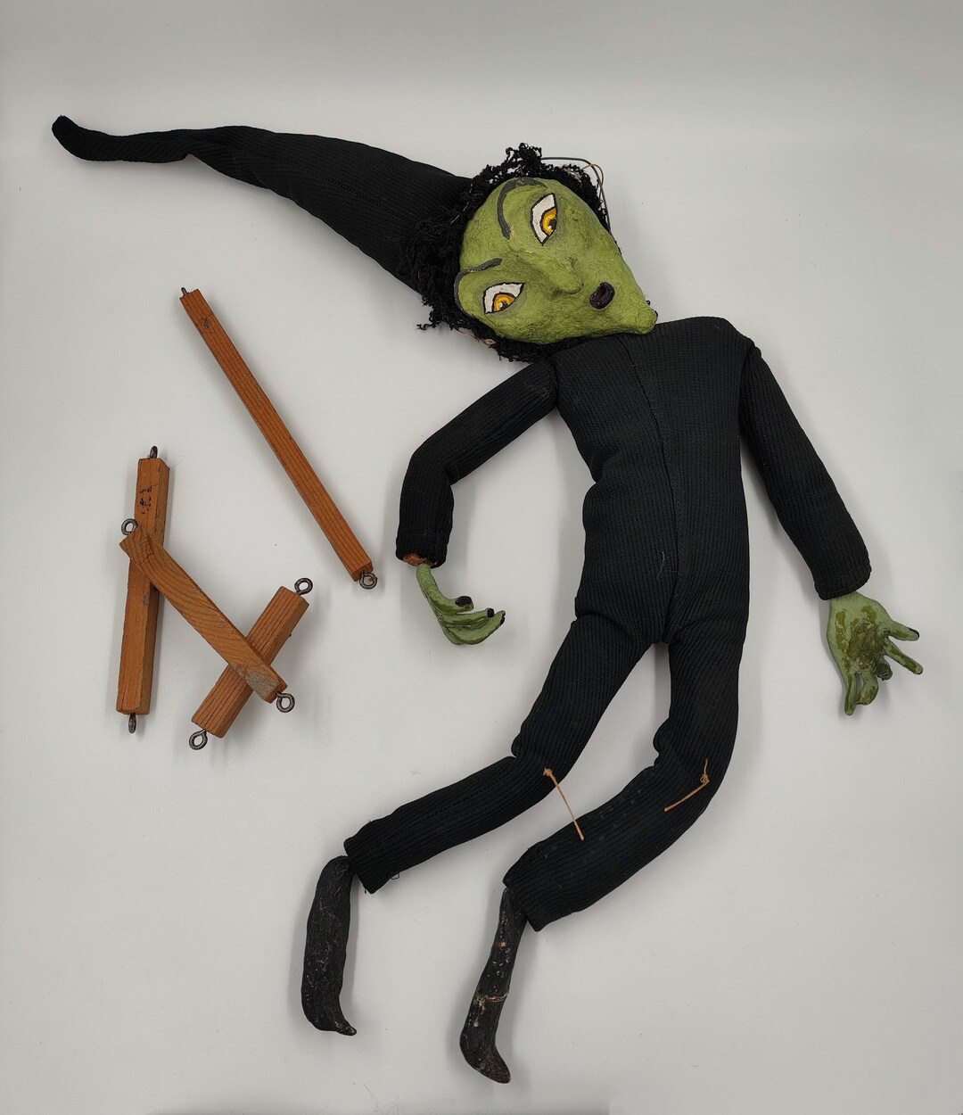 Vintage Hand Made Witch Marionette, Witch Hand Doll Toy, Witch Hand ...