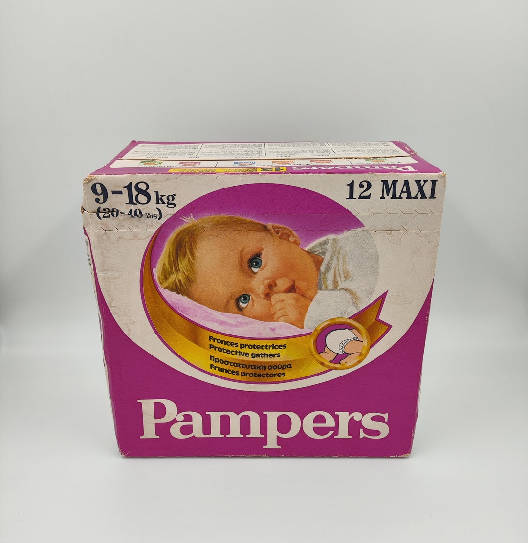 Vintage Pampers 12 MAXI Box 9-18 Kg, 20-40 Lbs, Collectible Memorabilia ...