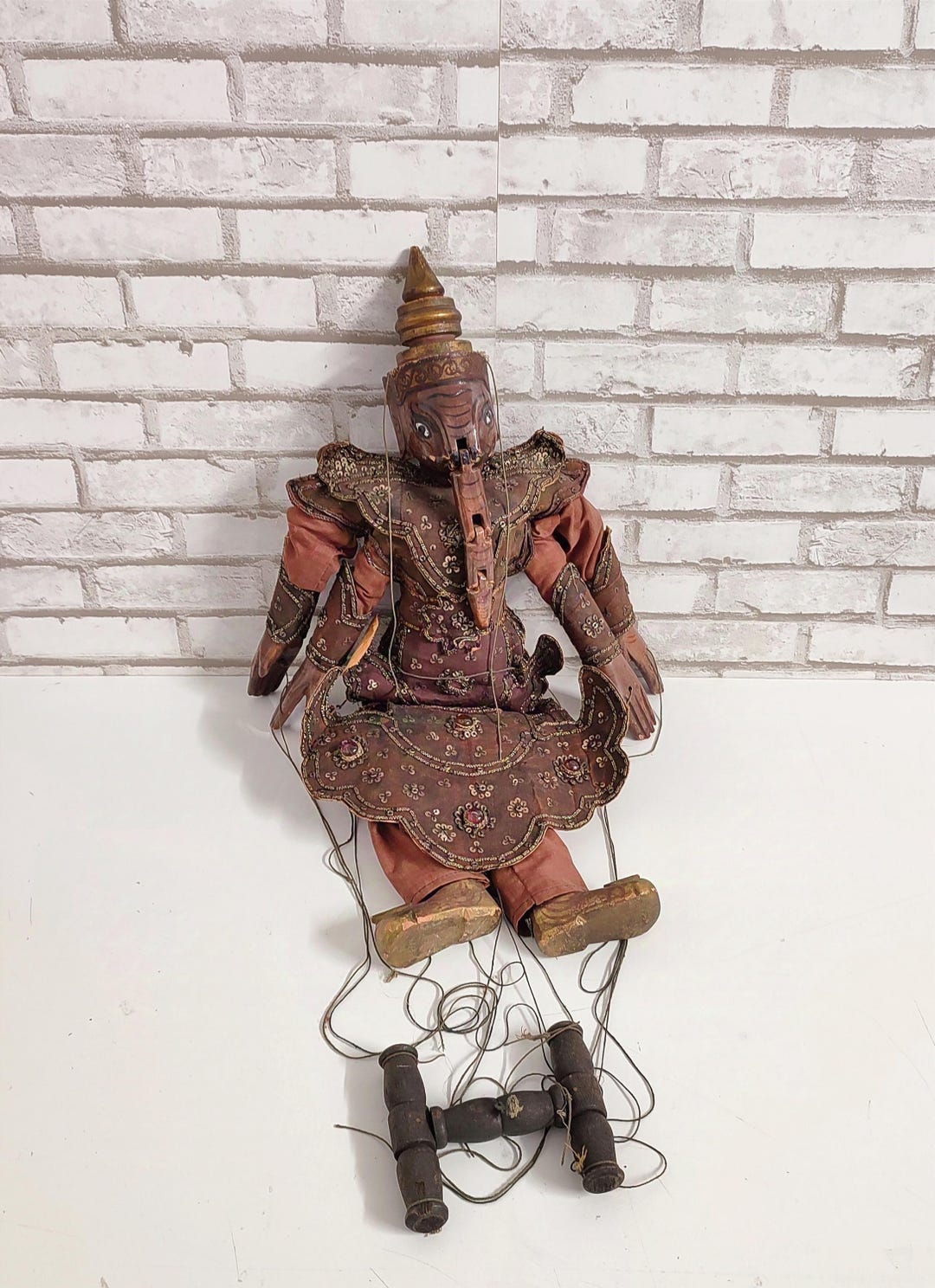 Antique Vintage Burmese Puppet Mythological Lord Genesh Indonesian Thai ...