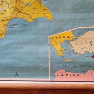 Cyprus Map 1950's Greek School Educational Wall Map - Etsy