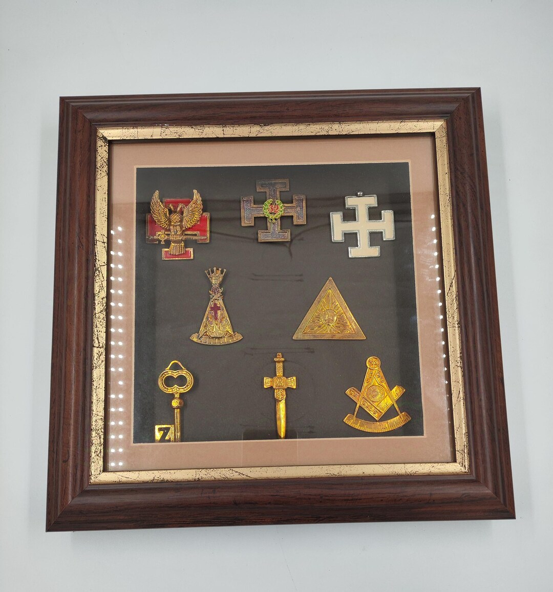 Masonic Emblems in Frame, Wall Decor, Freemasonry Collectibles ...